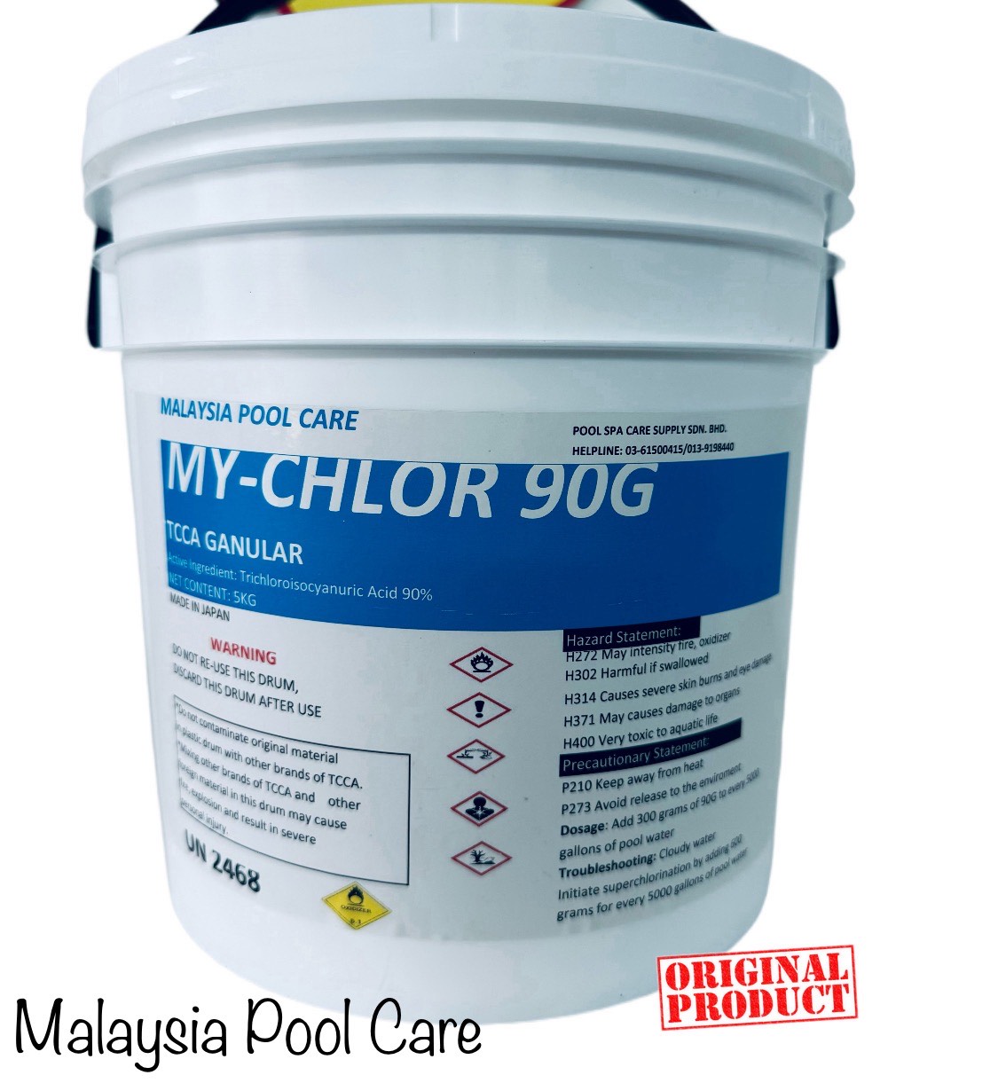 1 TUB 5KG Chlorine Granules for Swimming Pool TCCA 90% Japan Origin ...